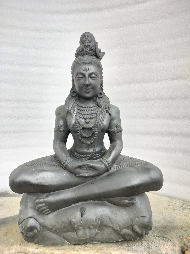 Sitting Shiva Statue in Black Granite Stone - Etsy