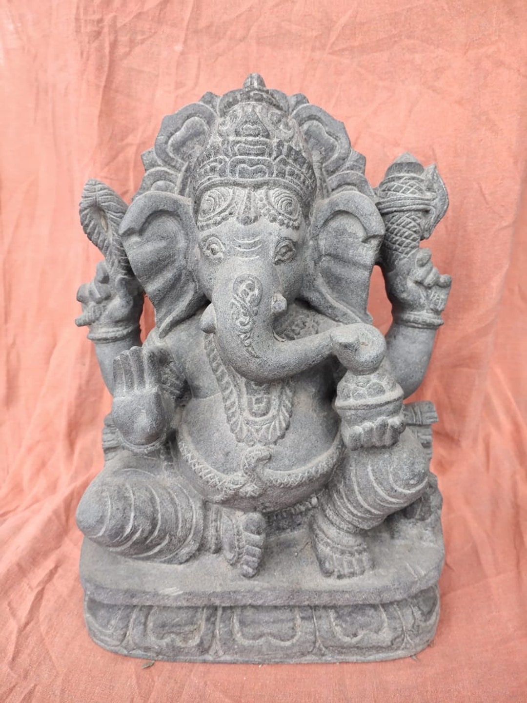 Sitting Ganesha Statue in Black Stone 1 Feet Height - Etsy