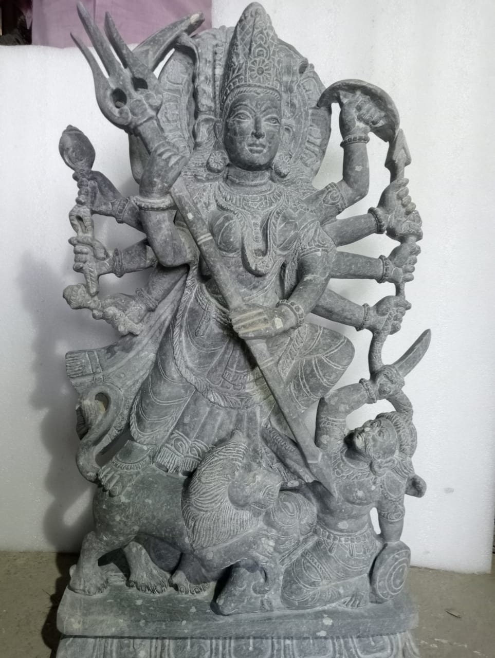 Mahisha Mardini Durga Statue in Stone With Lion and Mahishashur. - Etsy