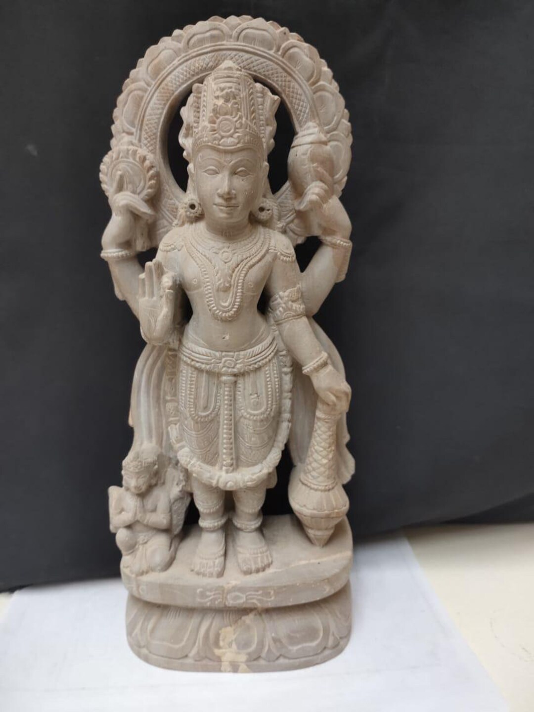 Standing Four Hand Vishnu Statue in Serpendine Stone - Etsy