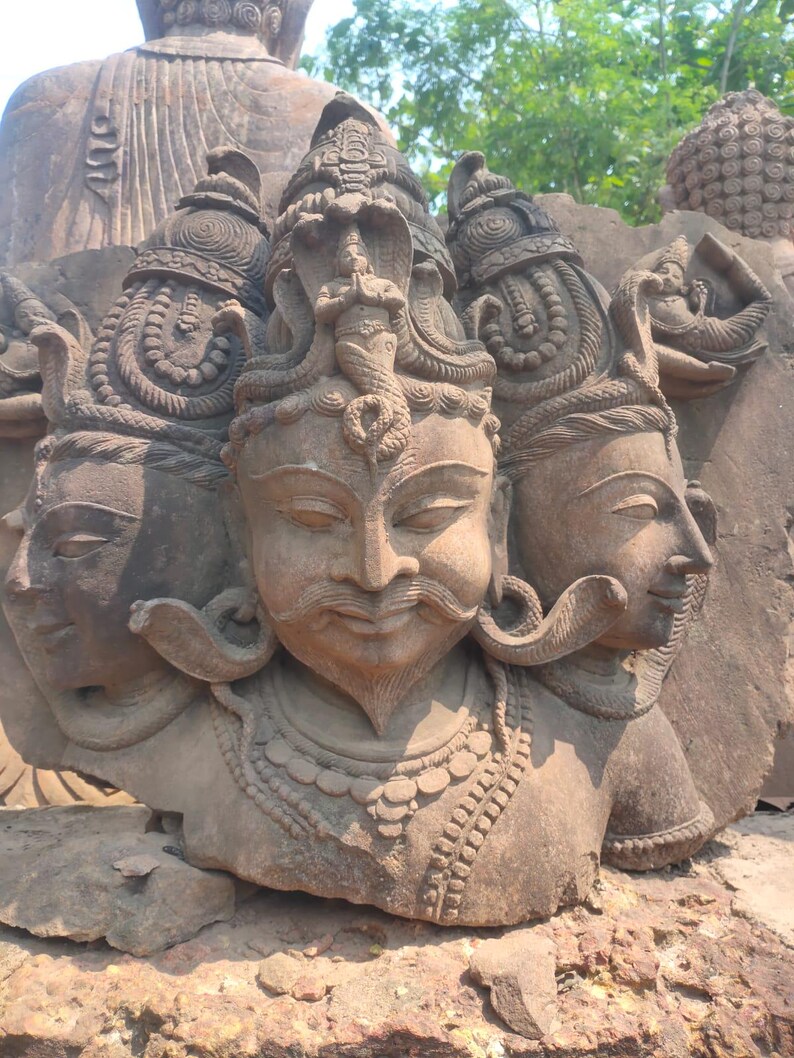 Three Head Shiva Statue in Sand Stone - Etsy