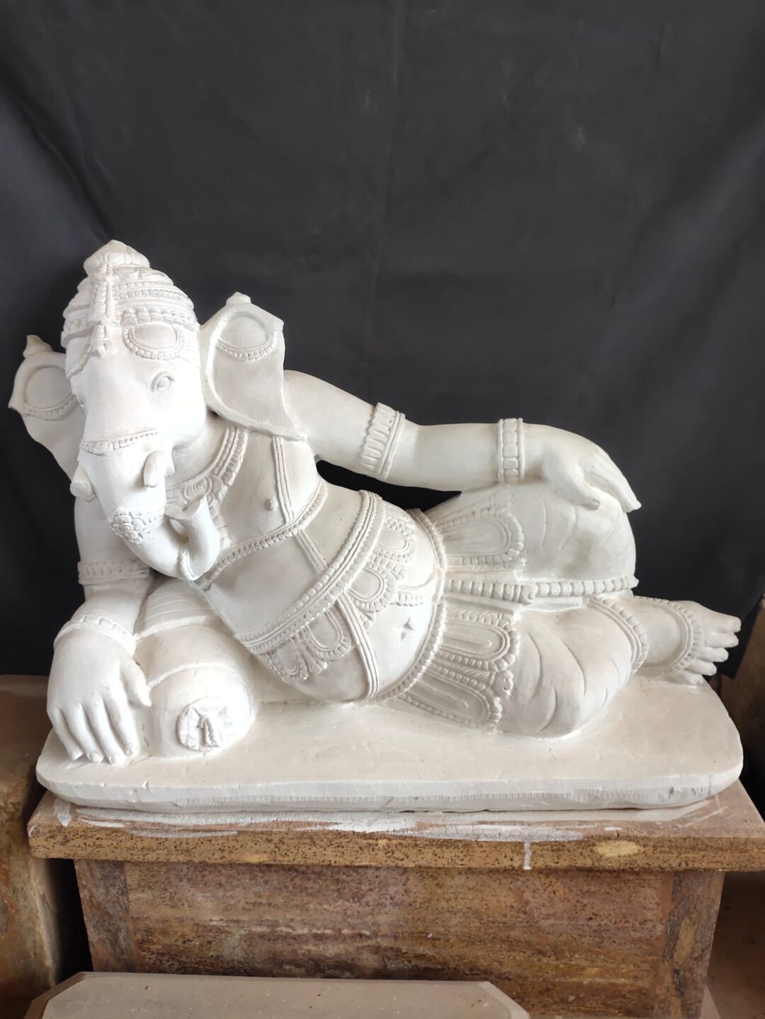 Sleeping Ganesha Statue With 2.5 Feet Height in White Natural Stone - Etsy