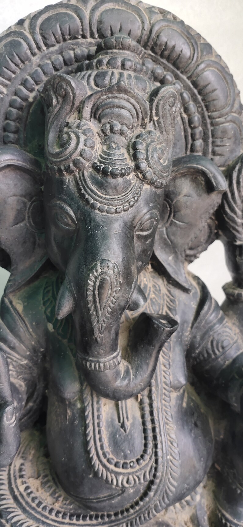 Sitting Ganesha Statue in Black Stone - Etsy