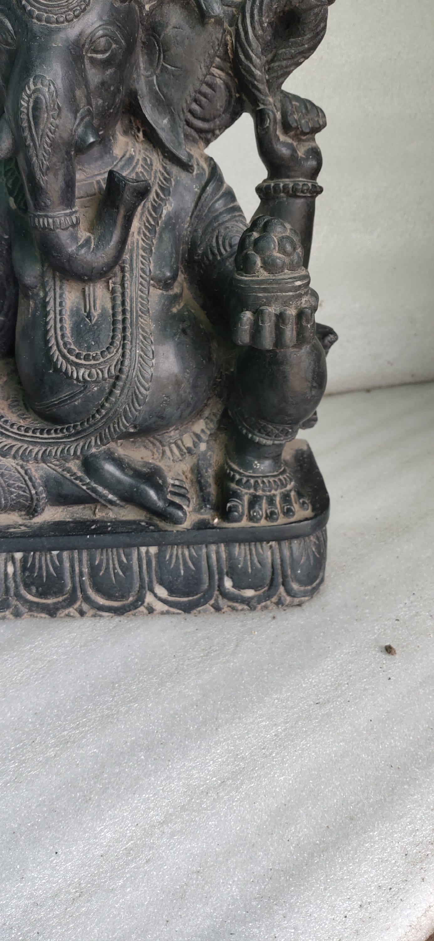 Sitting Ganesha Statue in Black Stone - Etsy