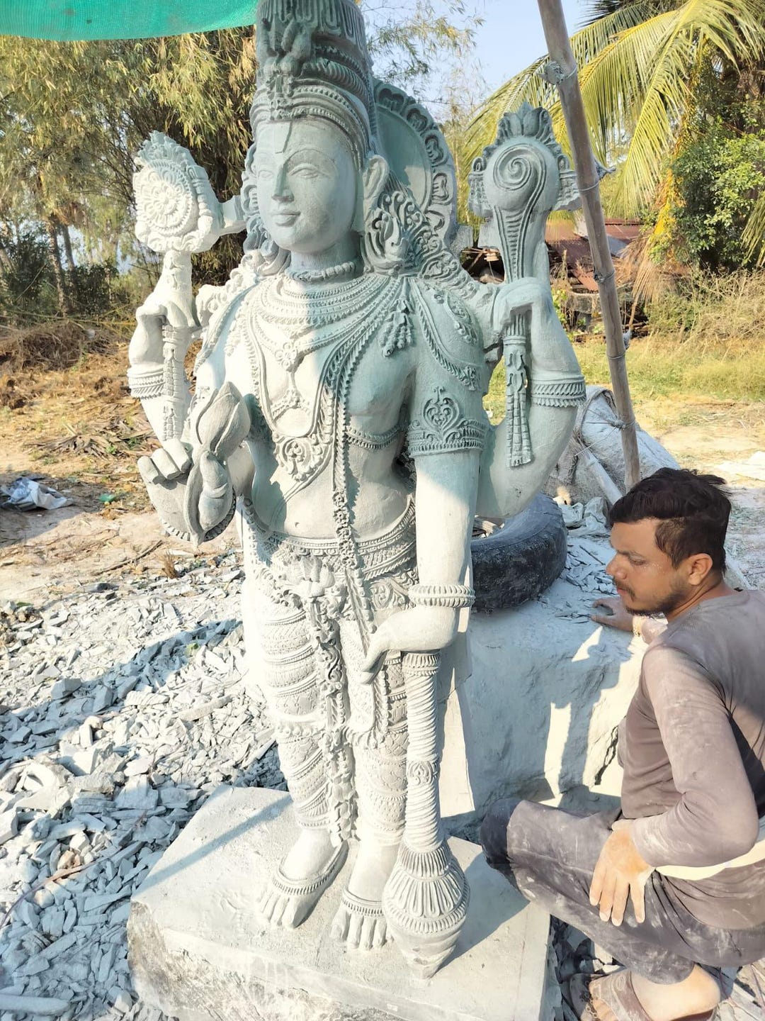 Standing Vishnu Statue With 4 Hands in 75 Inch Height - Etsy