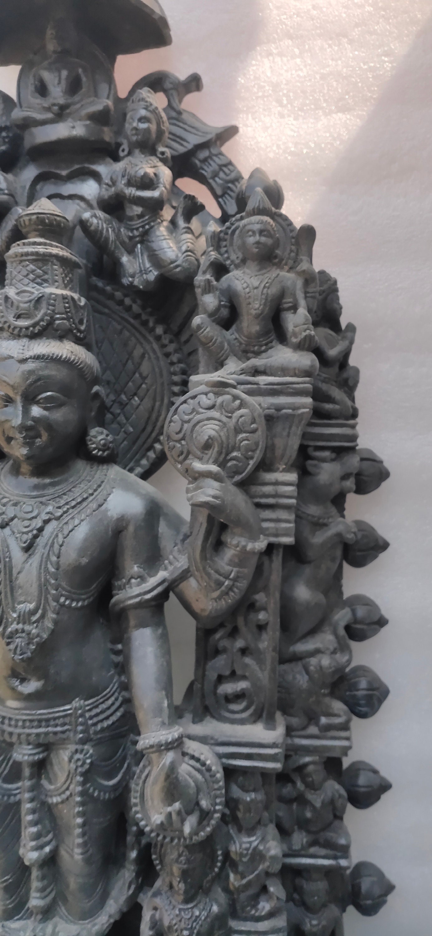 Surya Narayan Statue in Black Granite Stone - Etsy