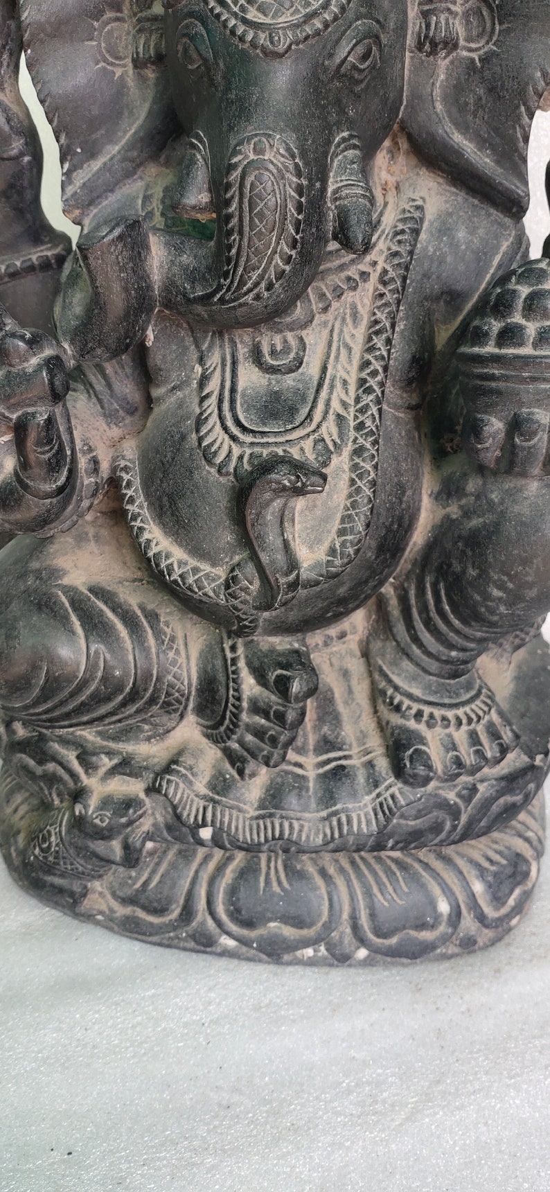 Sitting Ganesha Inblack Granite Stone With 21 Inch Height - Etsy