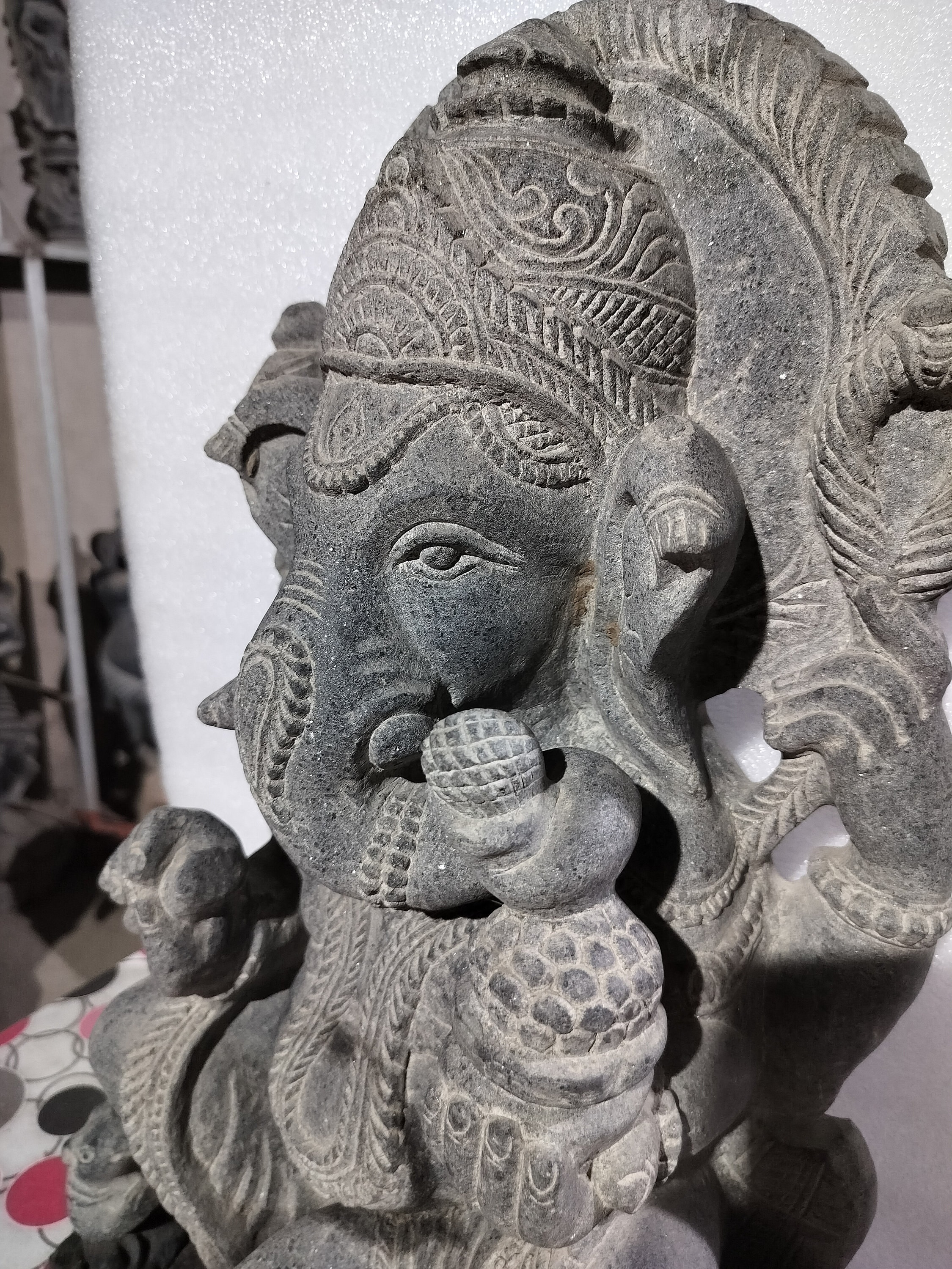 Sitting Ganesha Statue With 2 Feet Height in Black Granite Stone - Etsy