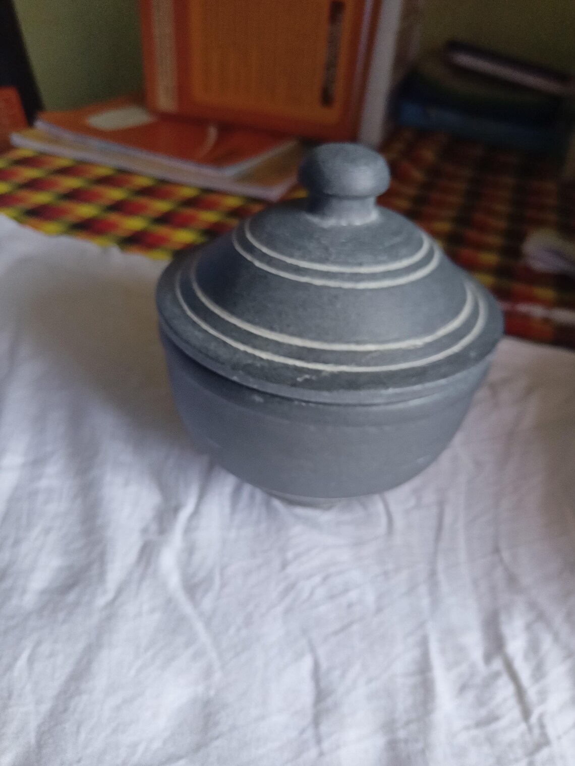 Stone Bowl With Its Cover for Kitchen - Etsy