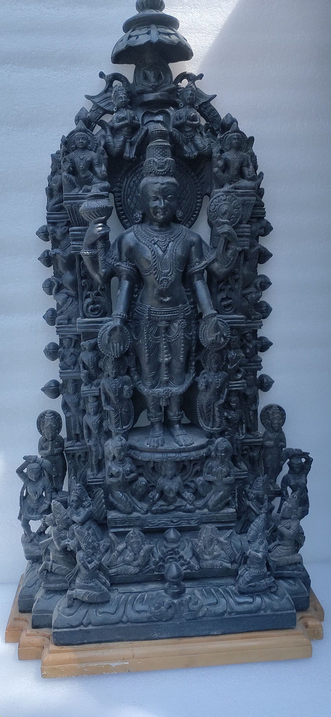Surya Narayan Statue in Black Granite Stone - Etsy