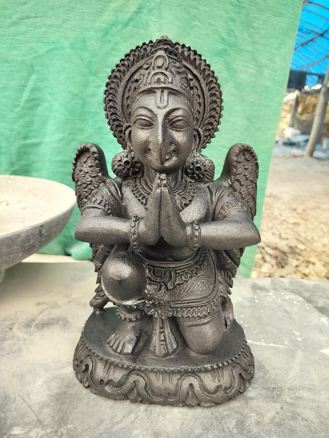 Sitting Garuda Statue in Black Granite Stone 12 Inch Height - Etsy