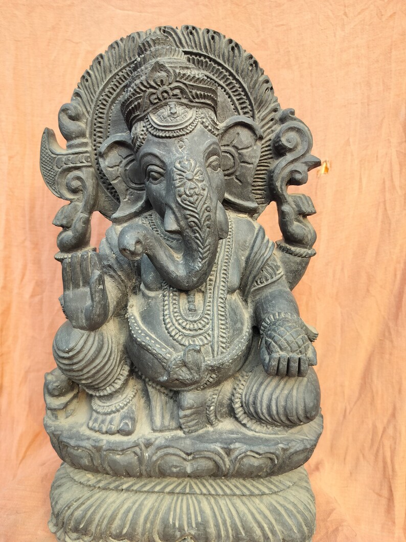 18 Inch Sitting Ganesha Statue in Granite Stone - Etsy