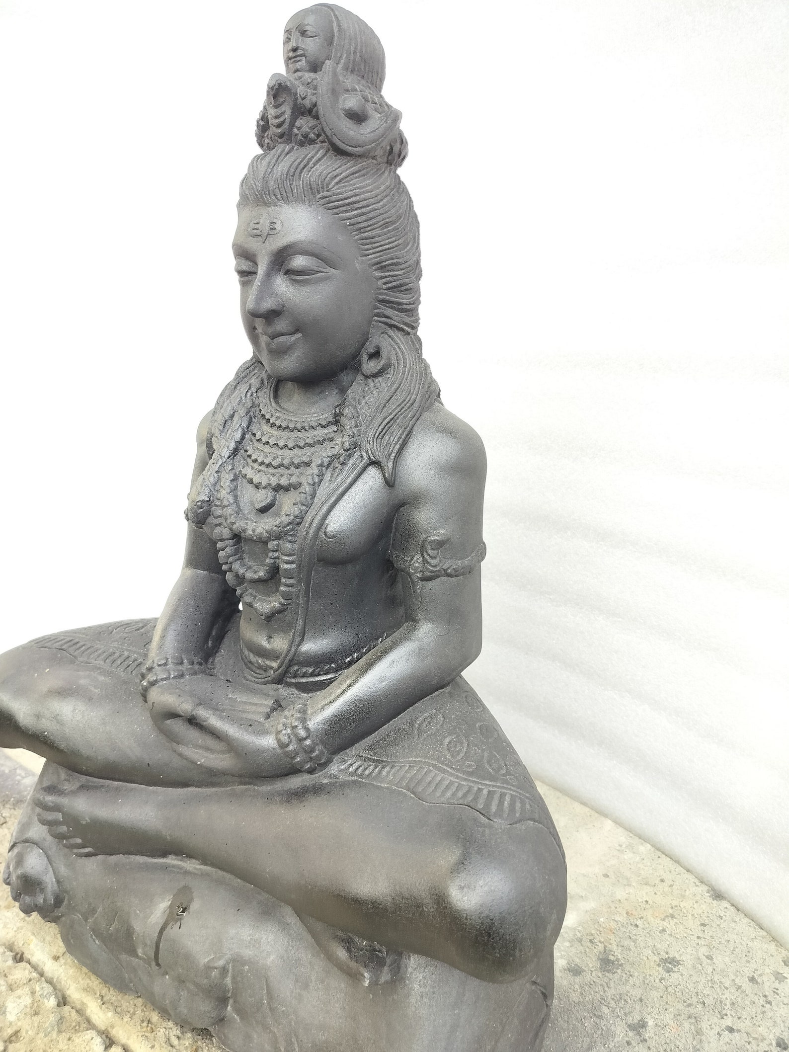 Sitting Shiva Statue in Black Granite Stone - Etsy