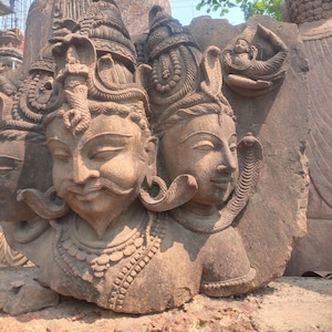 Three Head Shiva Statue in Sand Stone - Etsy