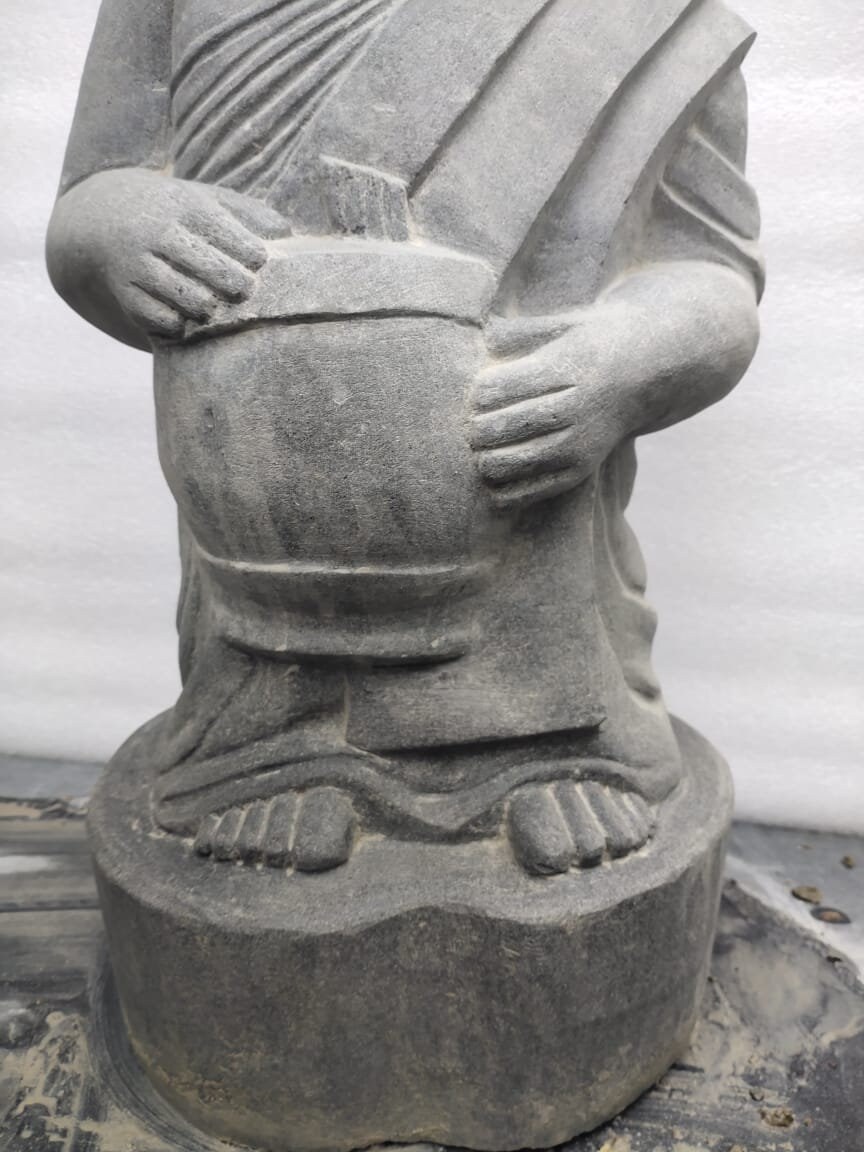 Laughing Buddha in Black Granite Stone - Etsy