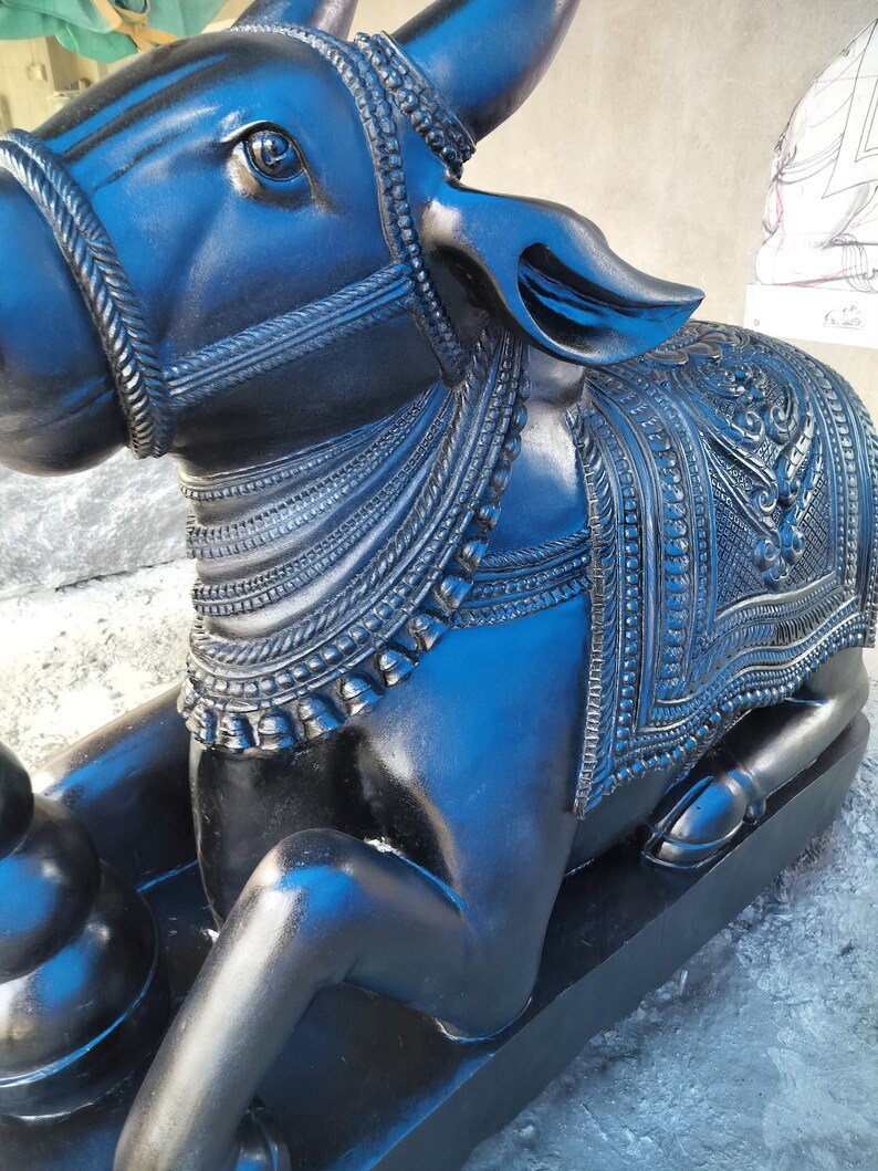 Large Nandi Statue in Black Granite Stone - Etsy