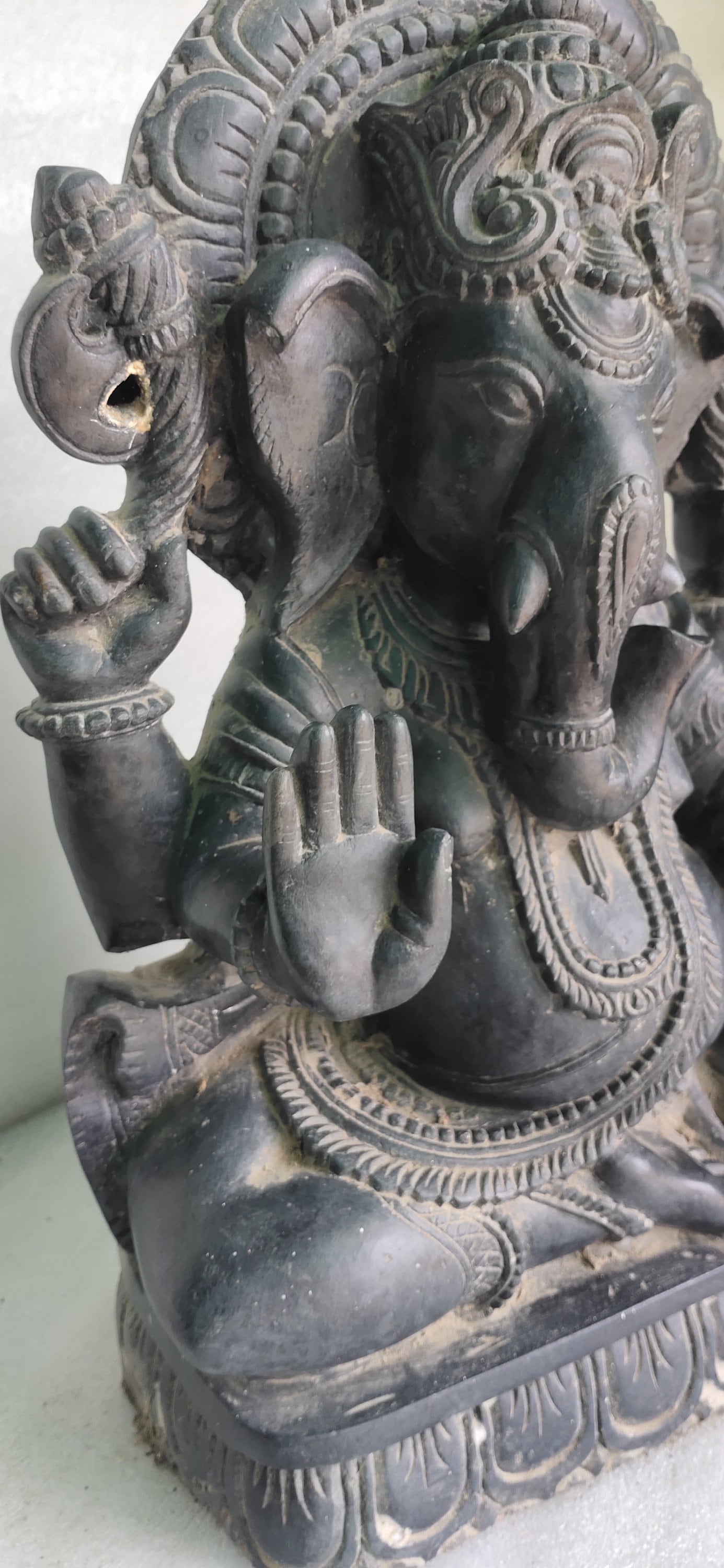 Sitting Ganesha Statue in Black Stone - Etsy