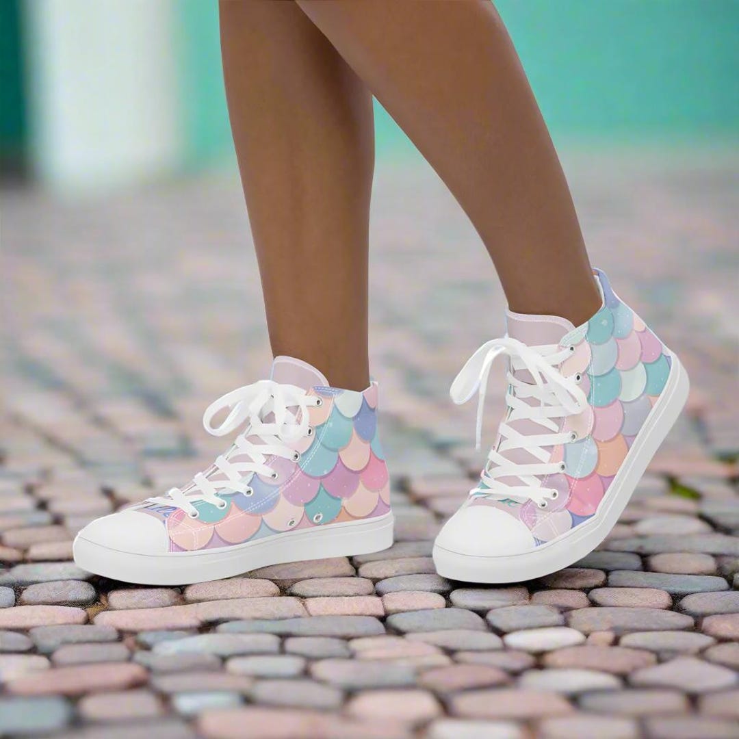 Scaley Chic Women’s Pastel High-top Canvas Shoes – Stylish and ...