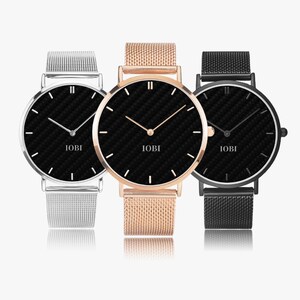Fashion Ultra-thin Stainless Steel Quartz Watch With Black Microfiber ...