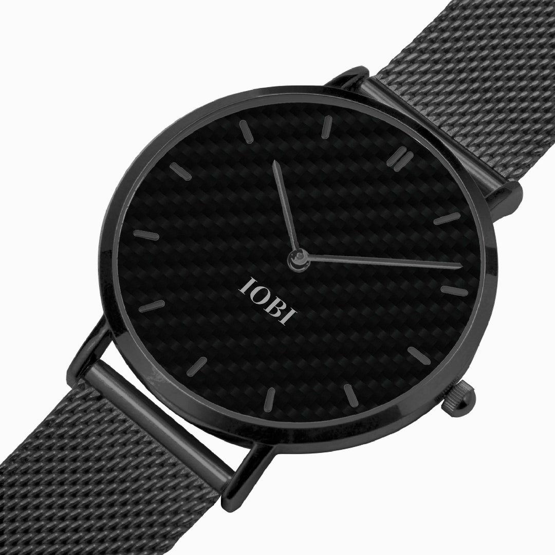 Fashion Ultra-thin Stainless Steel Quartz Watch With Black Microfiber ...