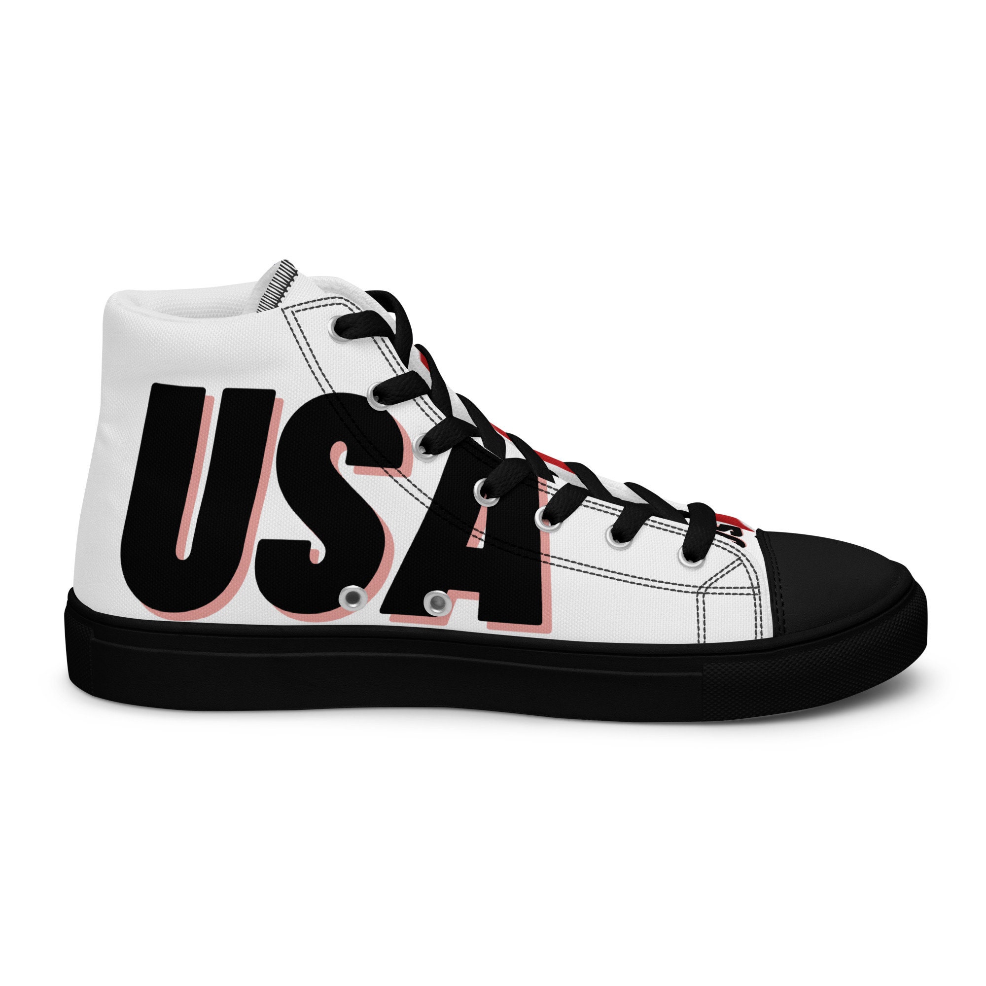USA Print Men’s High Top Canvas Shoes Luxury Sneakers United States ...