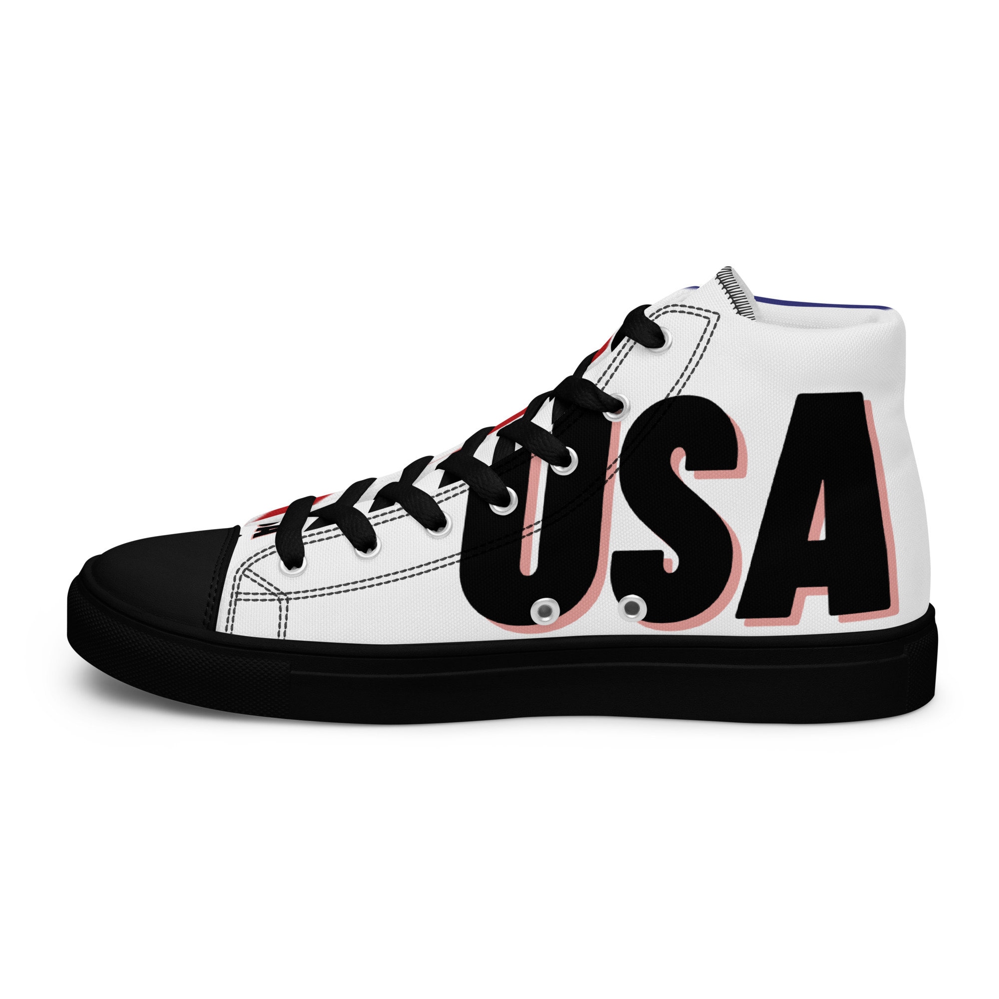 USA Print Men’s High Top Canvas Shoes Luxury Sneakers United States ...