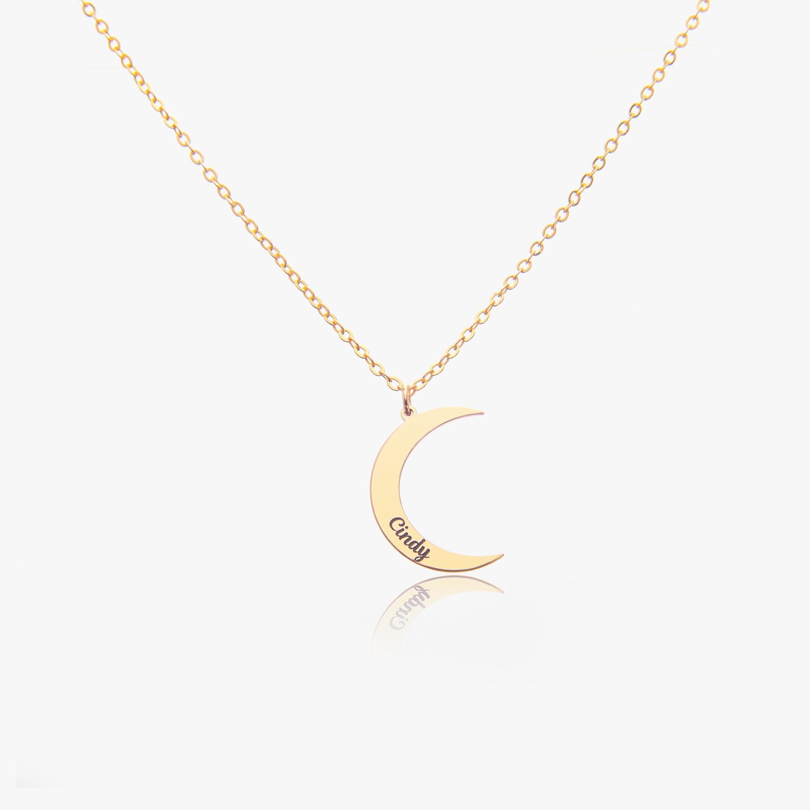 Custom Name Crescent Moon Necklace: Sterling Silver Celestial Pendant ...