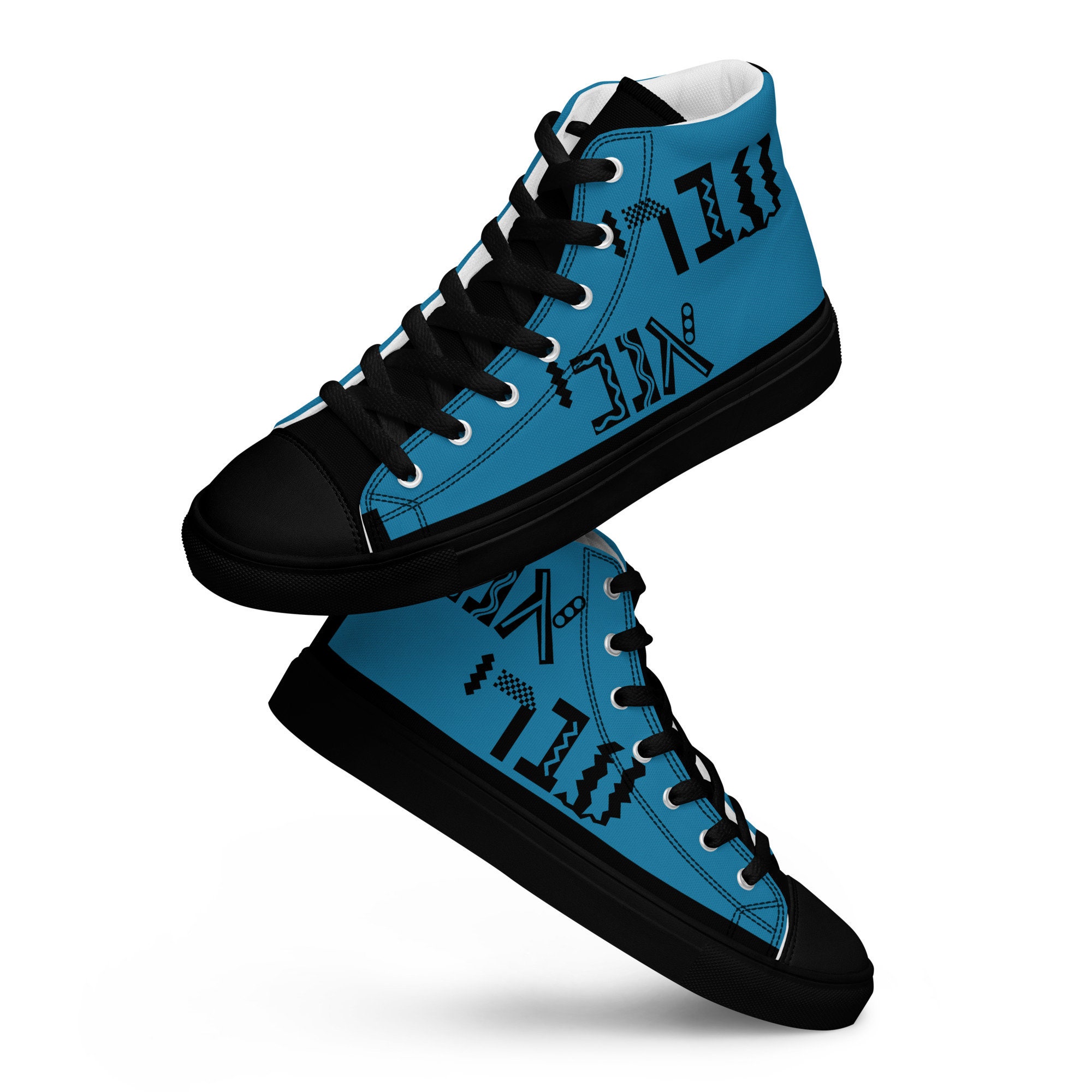 Men’s Blue High Top Canvas Shoes Luxury Sneakers Jewish Style Ivri ...