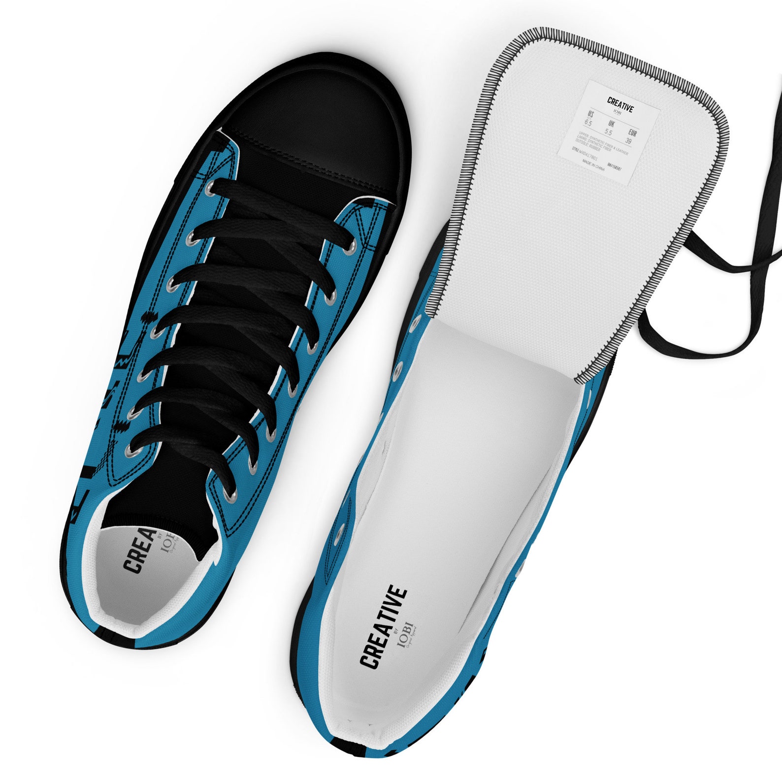 Men’s Blue High Top Canvas Shoes Luxury Sneakers Jewish Style Ivri ...