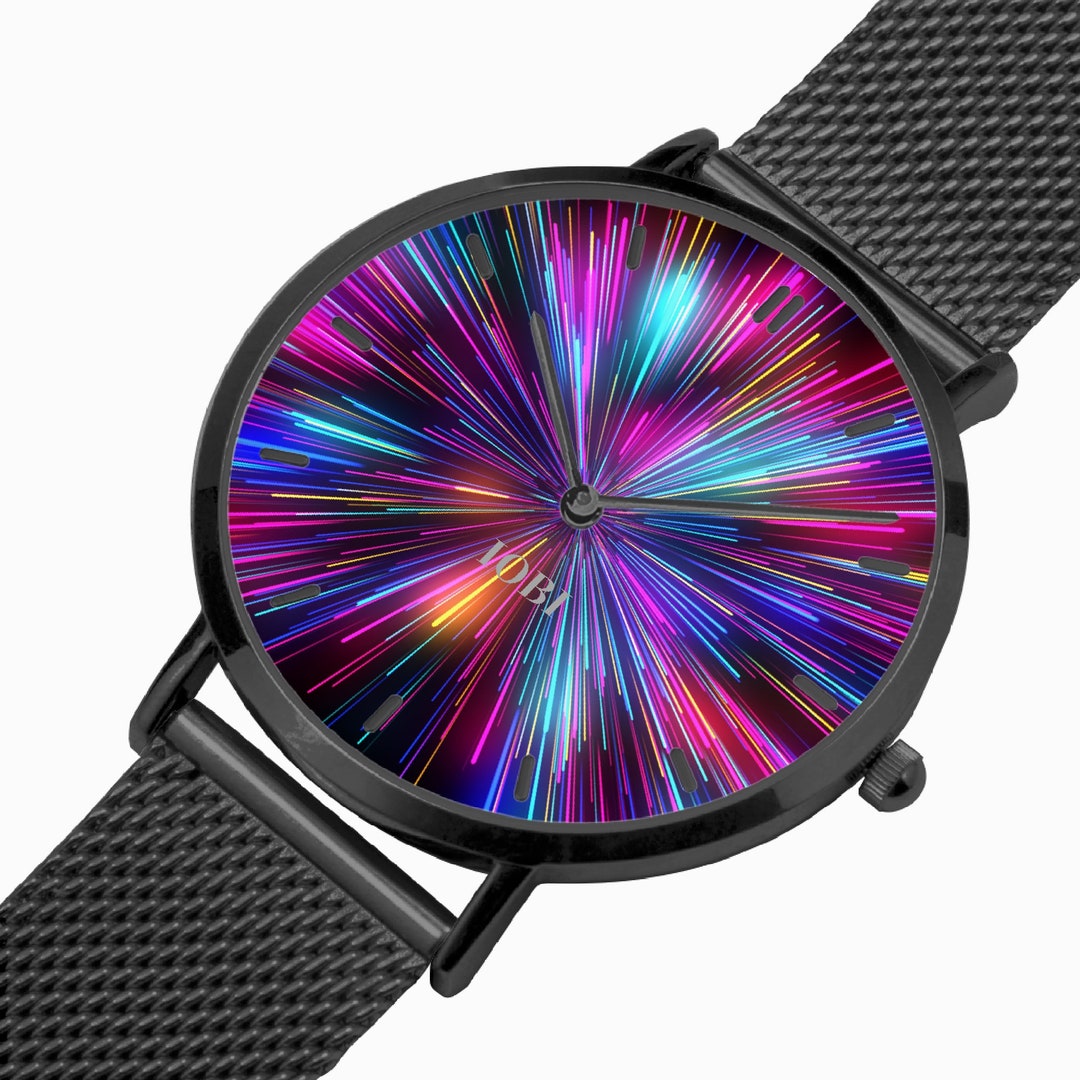 Fashion Ultra-thin Stainless Steel Quartz Watch With Neon Blast Design ...