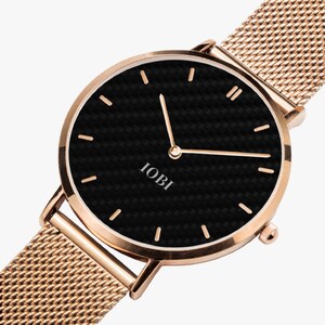Fashion Ultra-thin Stainless Steel Quartz Watch With Black Carbon-fiber ...