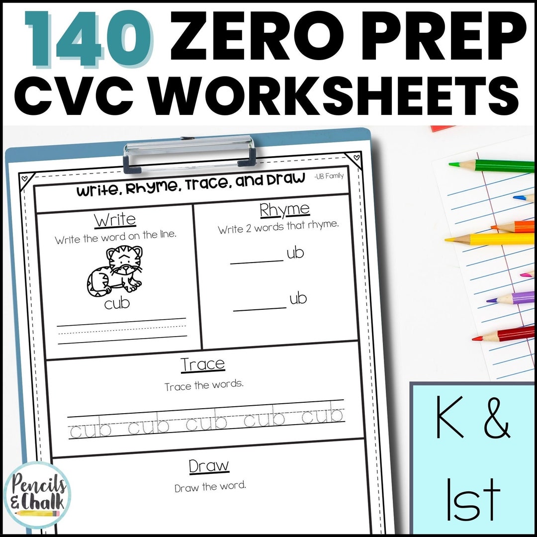 Decoding CVC Words Worksheets for Kindergarten Literacy Centers or ...