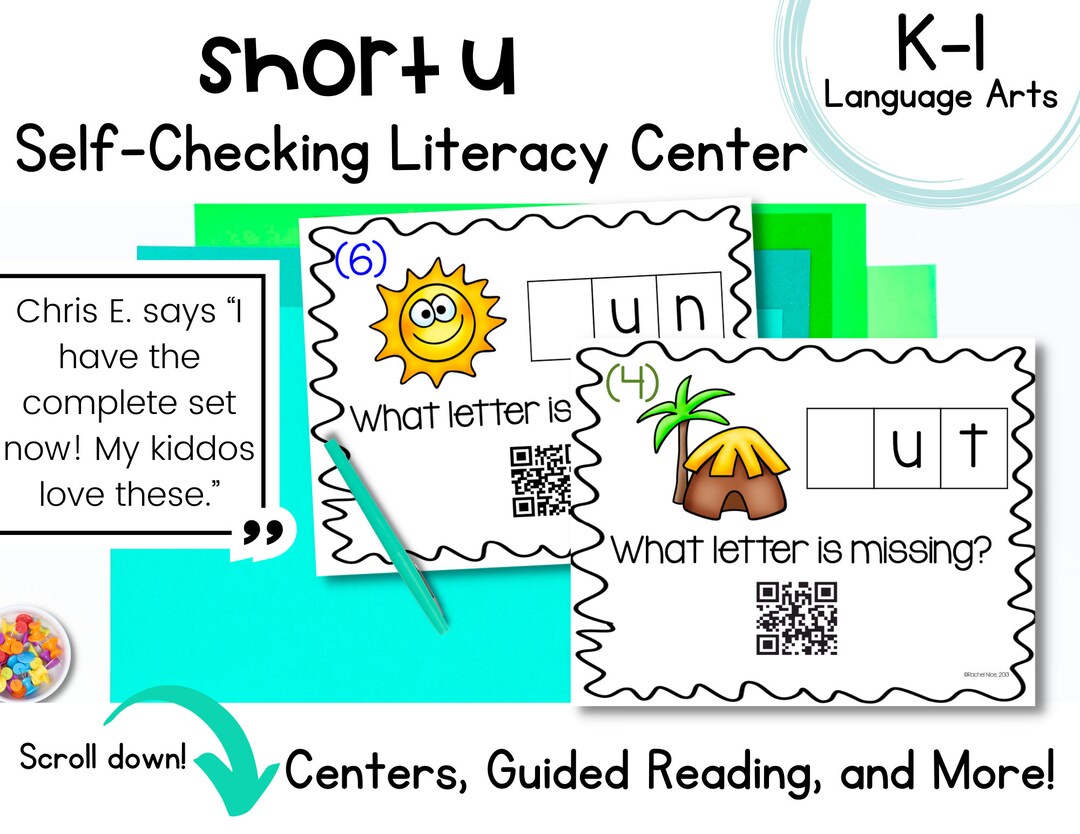 CVC Words for Kindergarten Literacy Centers or Morning Work - Short U ...