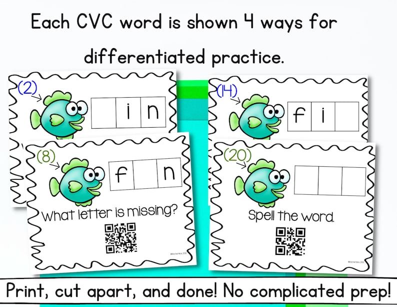 CVC Words for Kindergarten Literacy Centers or Morning Work - Short I ...