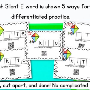 Long Vowel Silent E Words for Kindergarten Literacy Centers or Morning ...
