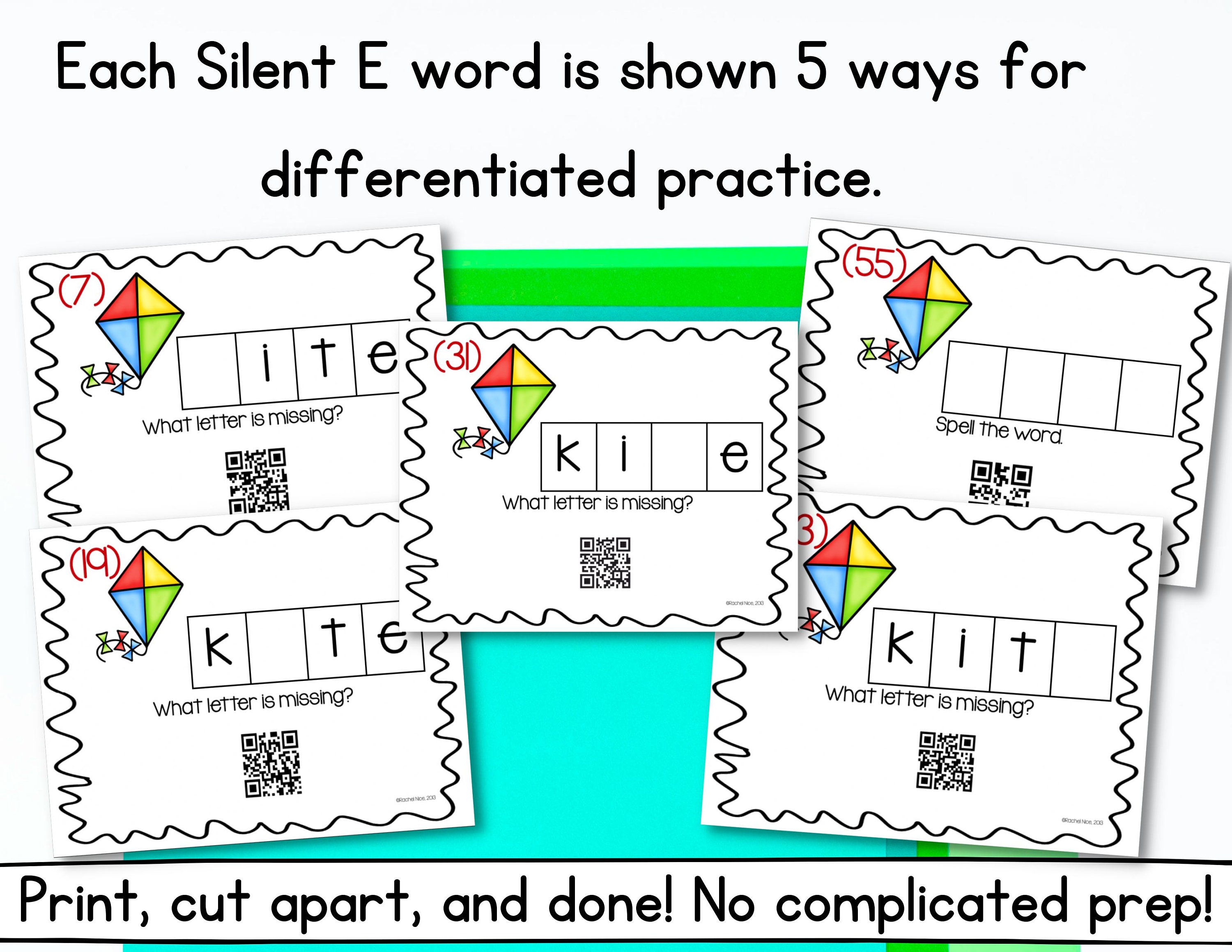 Long Vowel Silent E Words for Kindergarten Literacy Centers or Morning ...