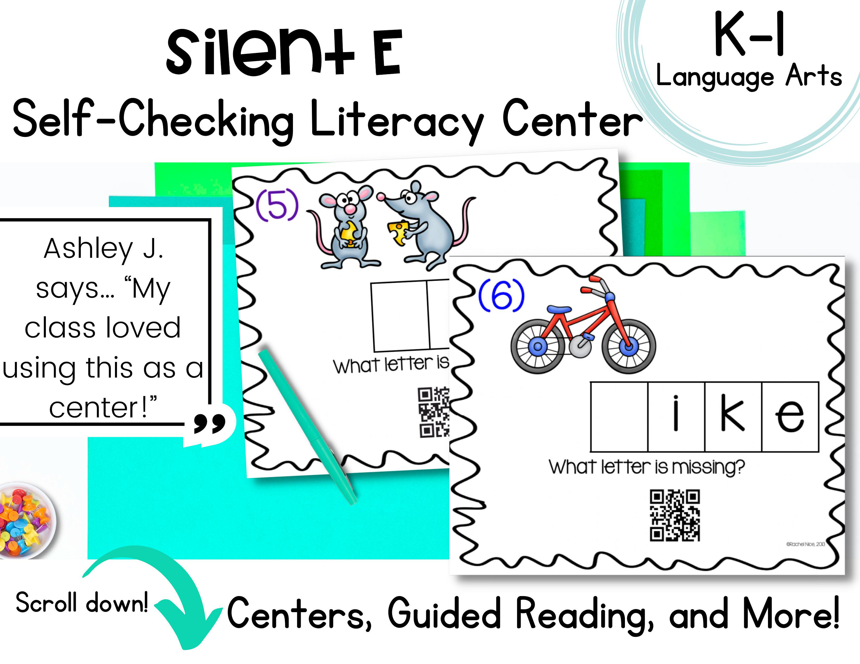 Long Vowel Silent E Words for Kindergarten Literacy Centers or Morning ...