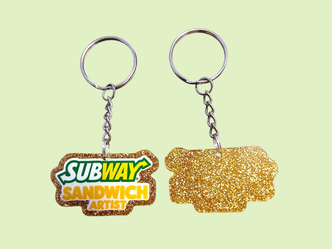 Subway Employee Gift Sandwich Artist Glitter Gold Keyring - Etsy