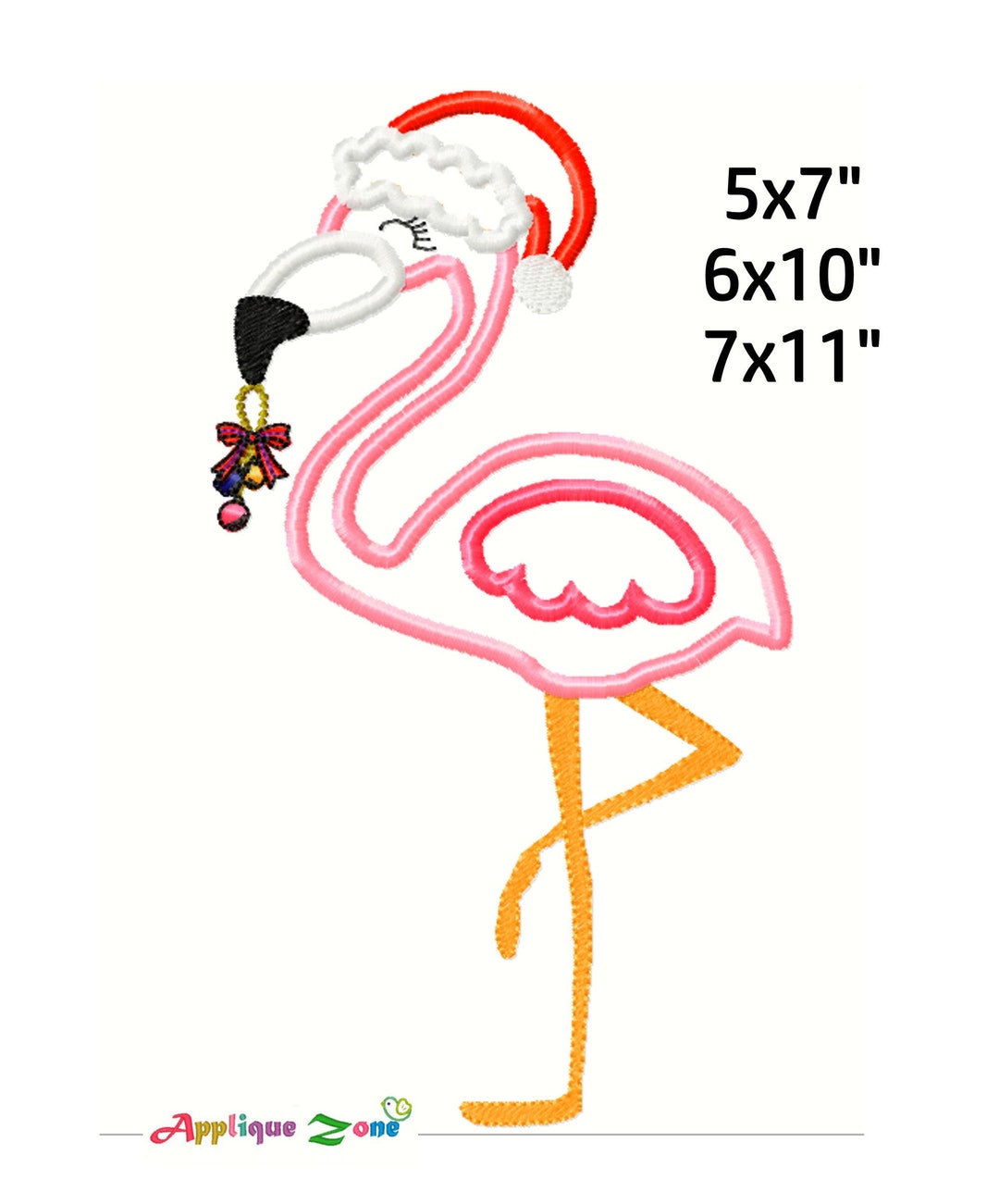 Flamingo Beach Applique Design, Flamingo Santa Hat Embroidery Designs ...