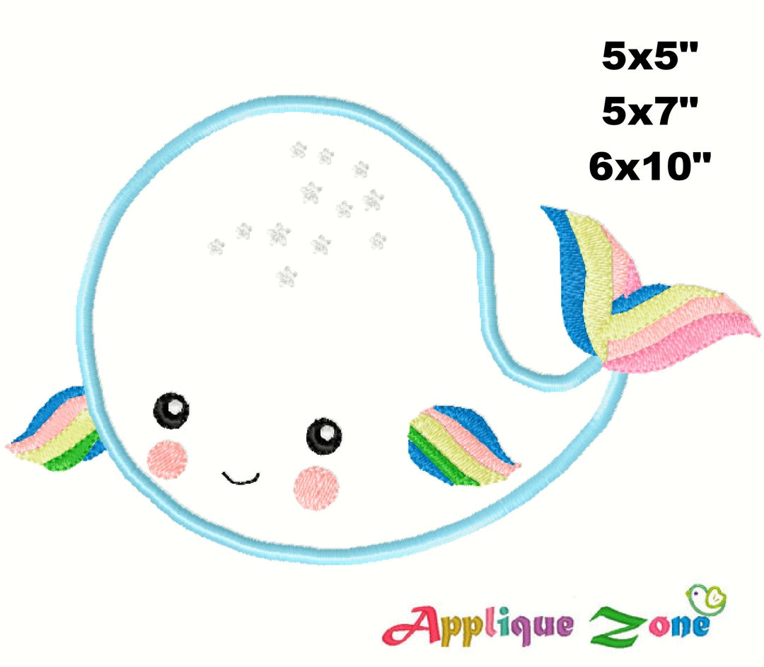 Cute Baby Whale Applique Designs Nautical Embroidery Pattern, Acuatic ...