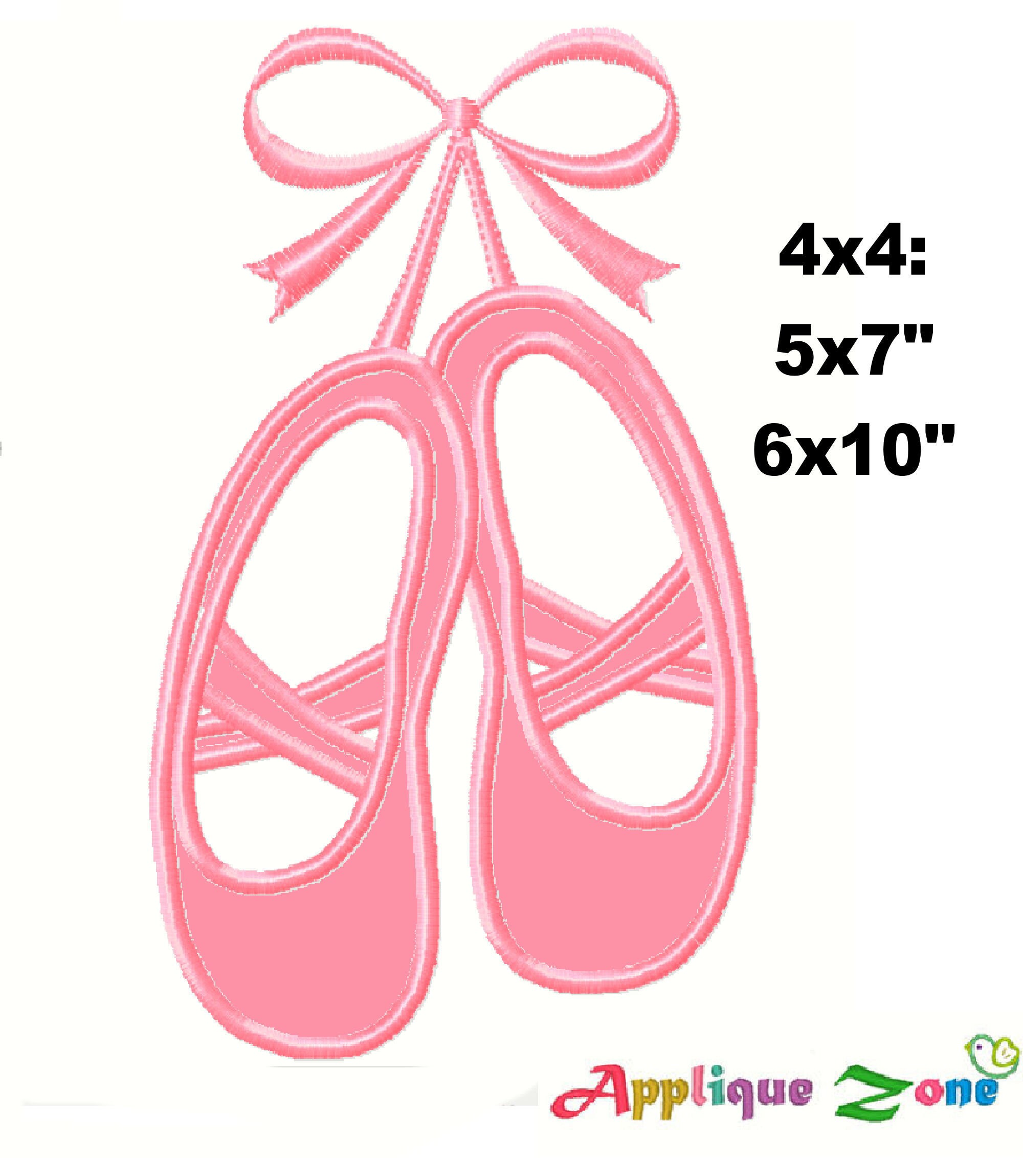Ballet Shoes Girl APPLIQUE Design Machine Embroidery Digital Pattern 3 ...
