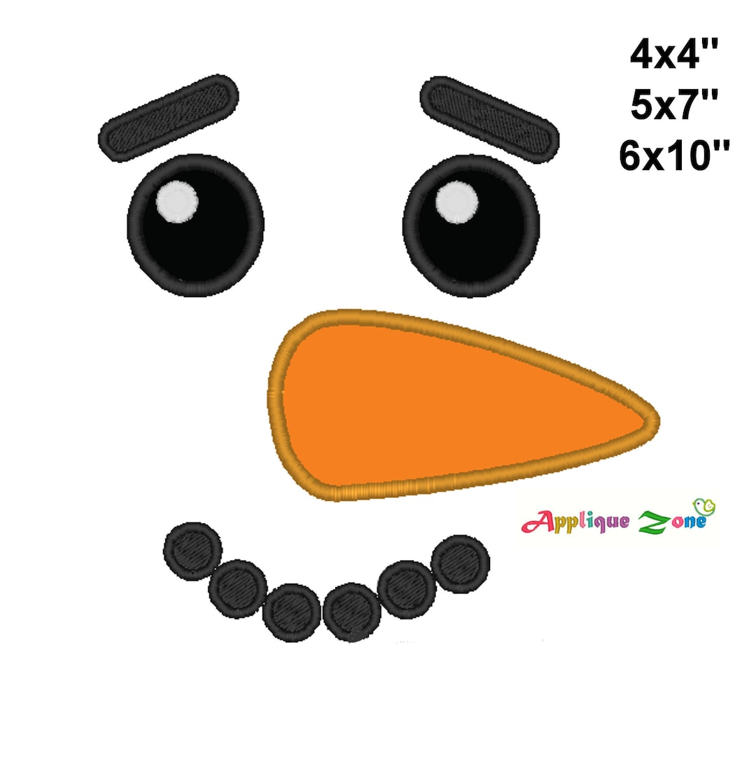 Snowman, Snowman Eyes Nose Applique Embroidery Designs, Christmas ...