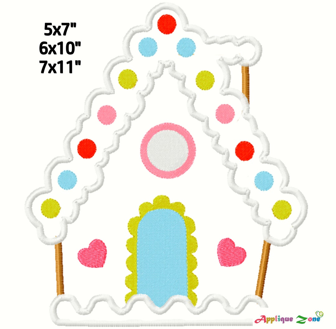 Gingerbread House Applique Design, Gingerbread House Embroidery Designs ...