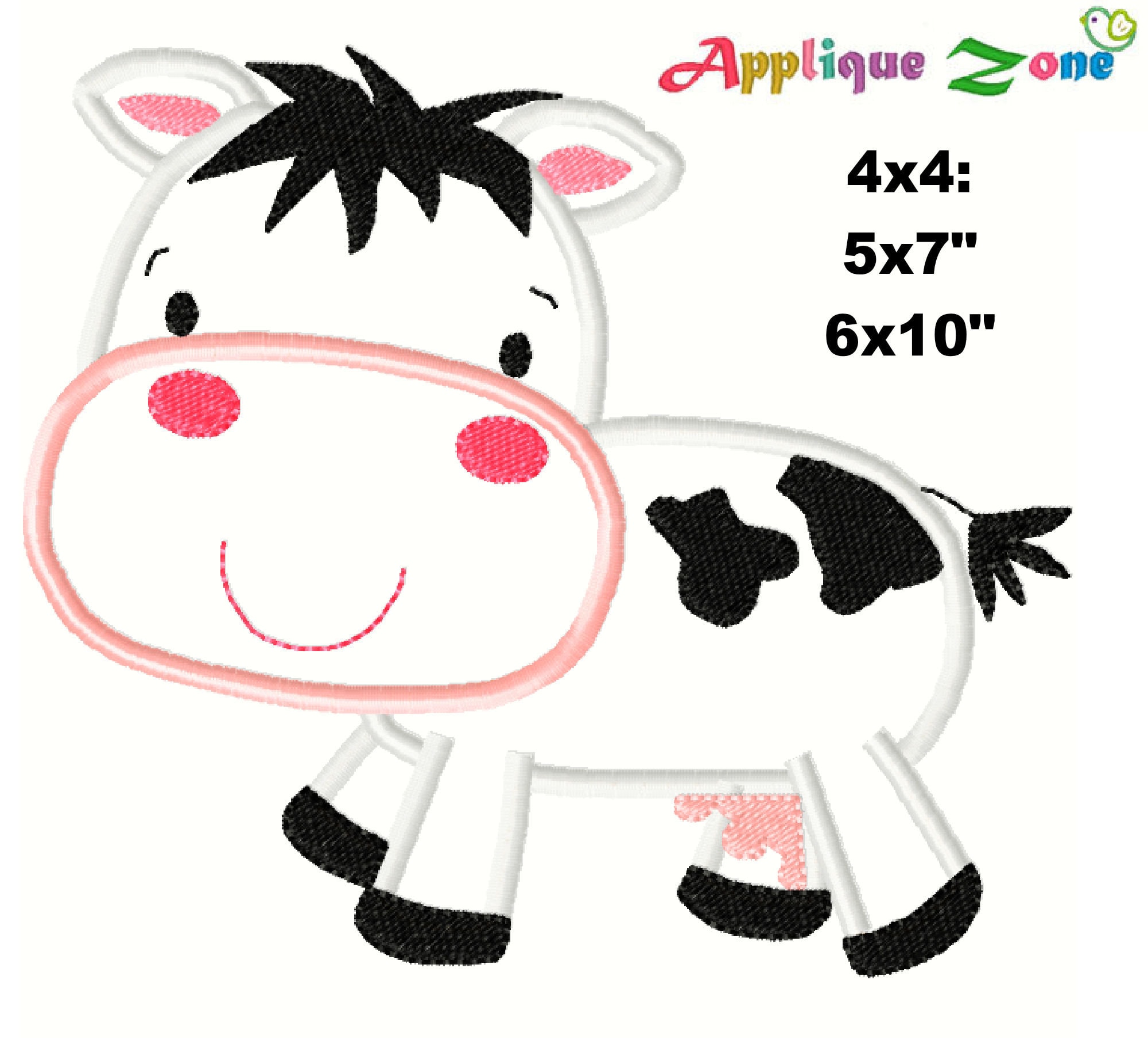 Cute Cow Machine Applique Design, Baby Cow Embroidery Design Pattern, 3 ...