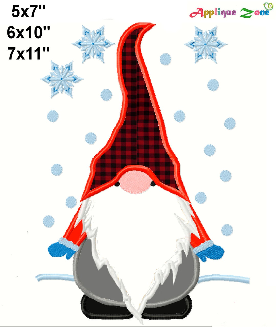 Elf Applique Design, Christmas Gnome Applique Embroidery Designs, Plaid ...