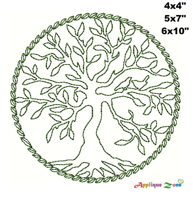 Circletree of Life Silhouette, Mystical Machine Embroidery Design, Tree ...