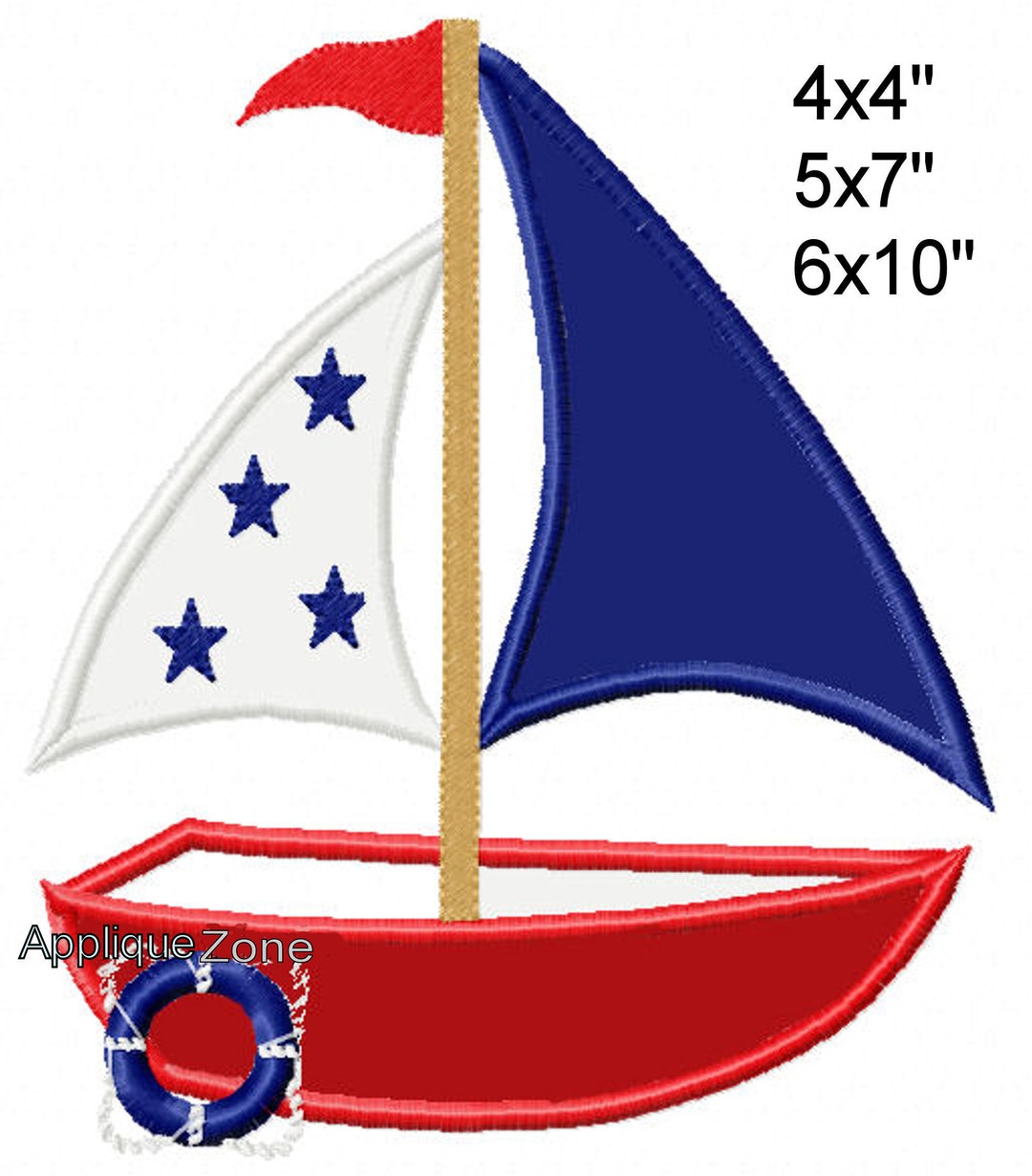 Boat, Boat Applique Embroidery Designs, Nautical Embroidery Design ...