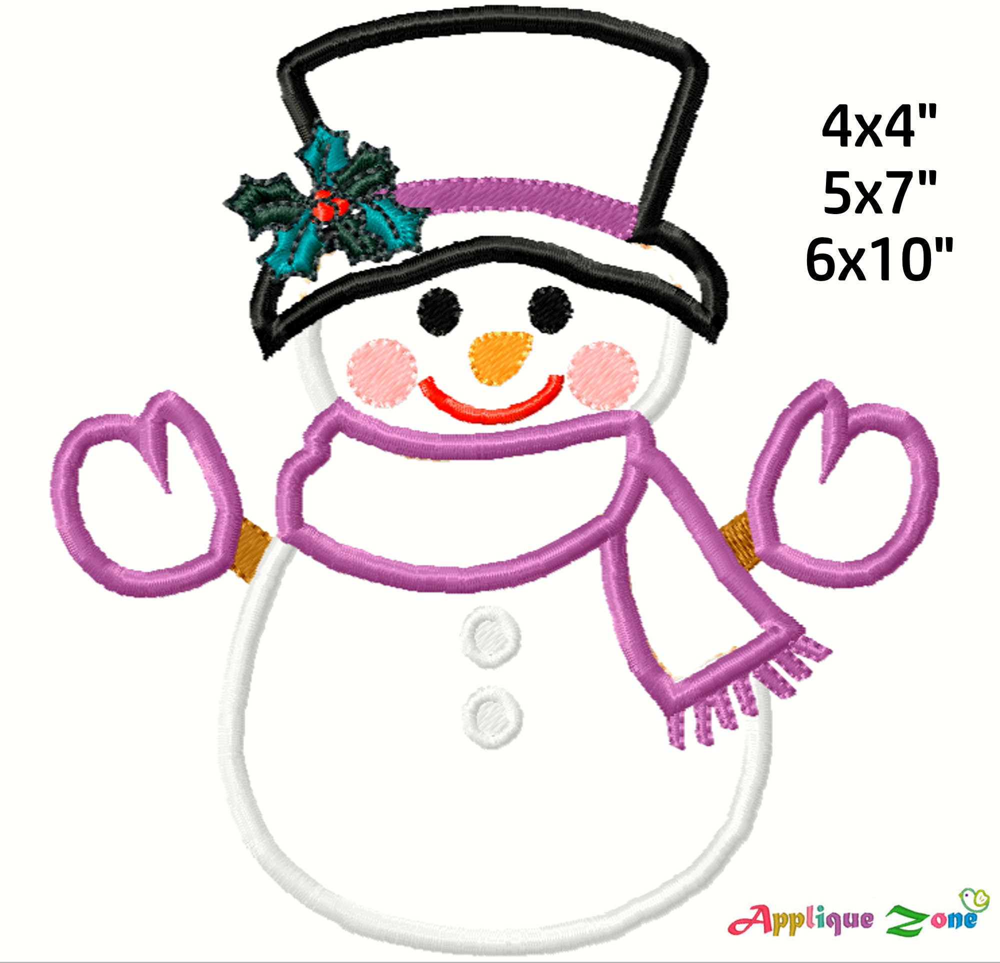 Snowman Applique Design, Cute Snowman Embroidery Designs, Christmas ...