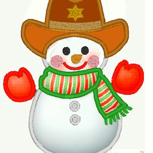 Snowman Cowboy Hat, Western Snowman Applique Embroidery Designs ...