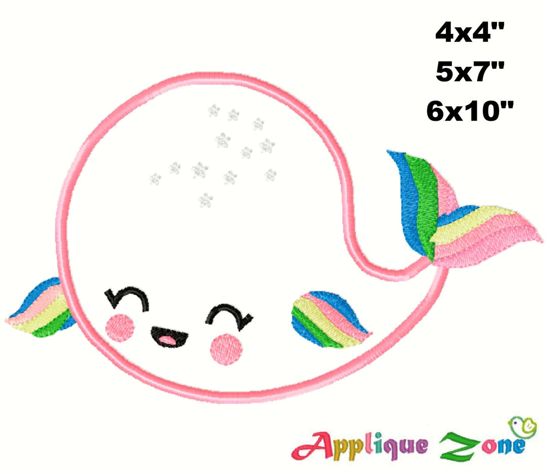 Cute Baby Whale Applique Designs Nautical Embroidery Pattern, Acuatic ...